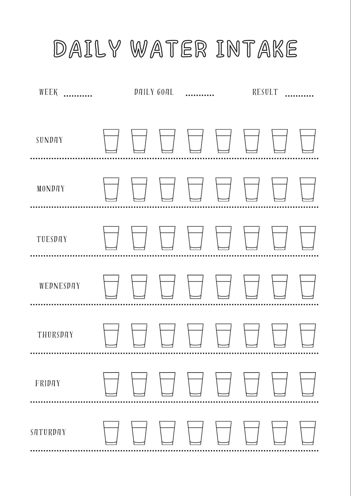Water Tracker Printable | 7 Day Water Challenge | Weekly Water Intake ...