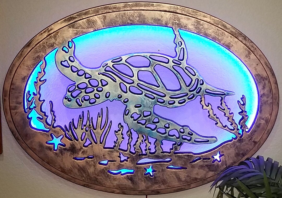 Sea Turtle Oval Frame LED Wall Décor Arts and Craft Wall Art NEW - Etsy
