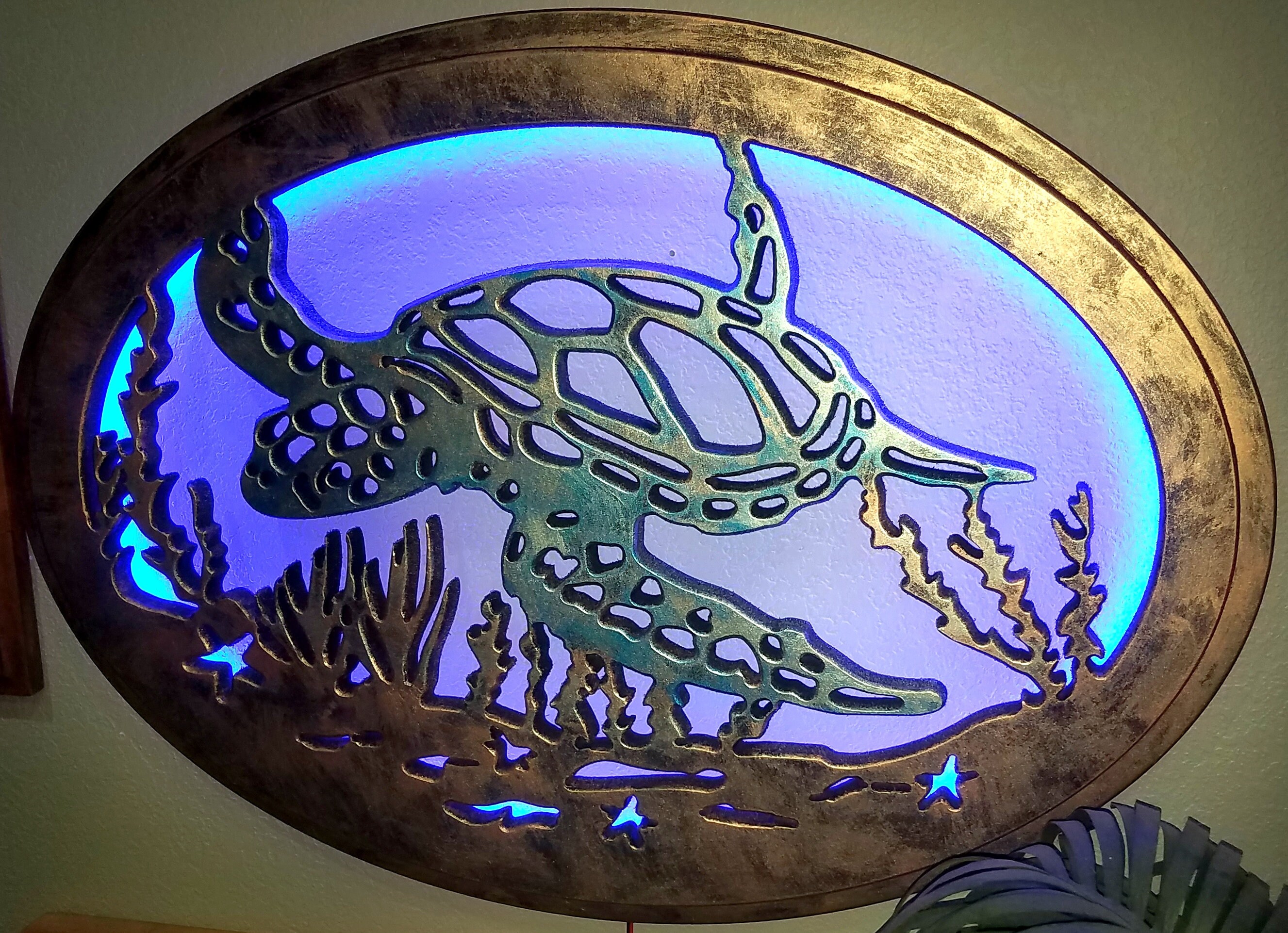 Sea Turtle Oval Frame LED Wall Décor Arts and Craft Wall Art - Etsy