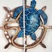 Sea Turtle 3D Relief on Ship Wheel Wall Art Wall Decor Rope, Shell ...