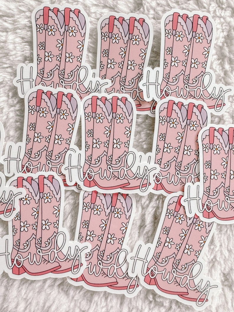 Howdy Cowgirl Boots Sticker - Etsy