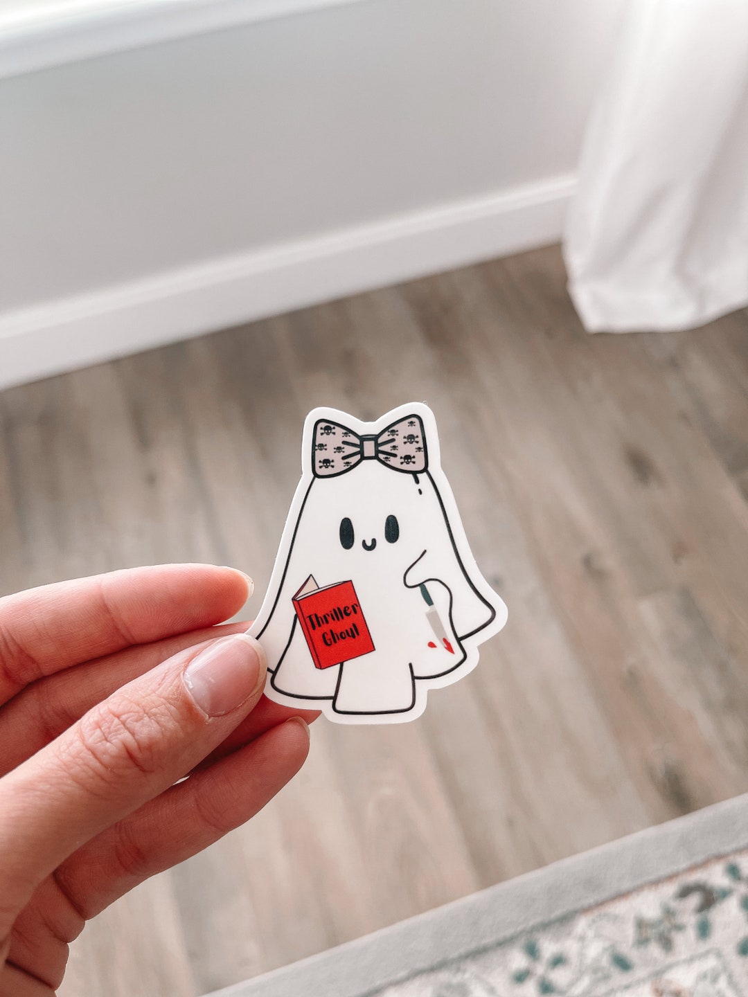 Thriller Ghoul Reading Ghost Sticker - Etsy