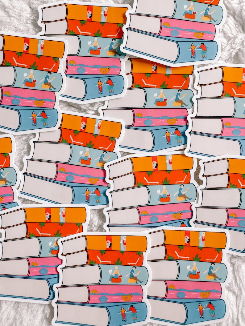 Em Hen Book Stack Sticker - Etsy