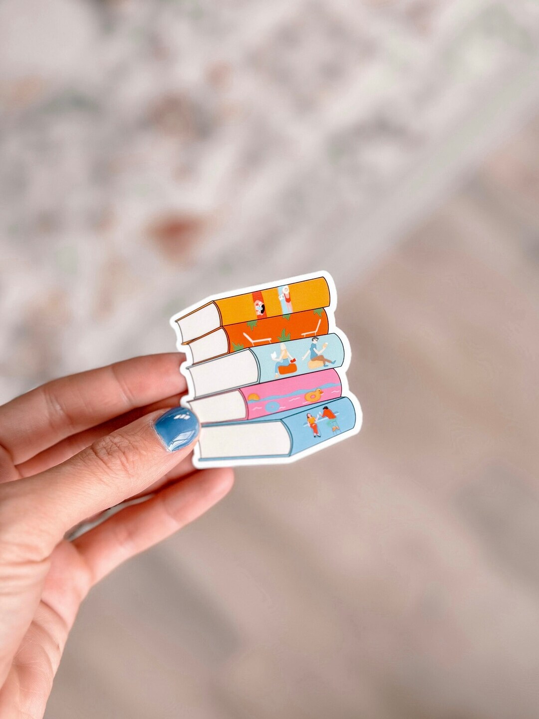 Em Hen Book Stack Sticker - Etsy