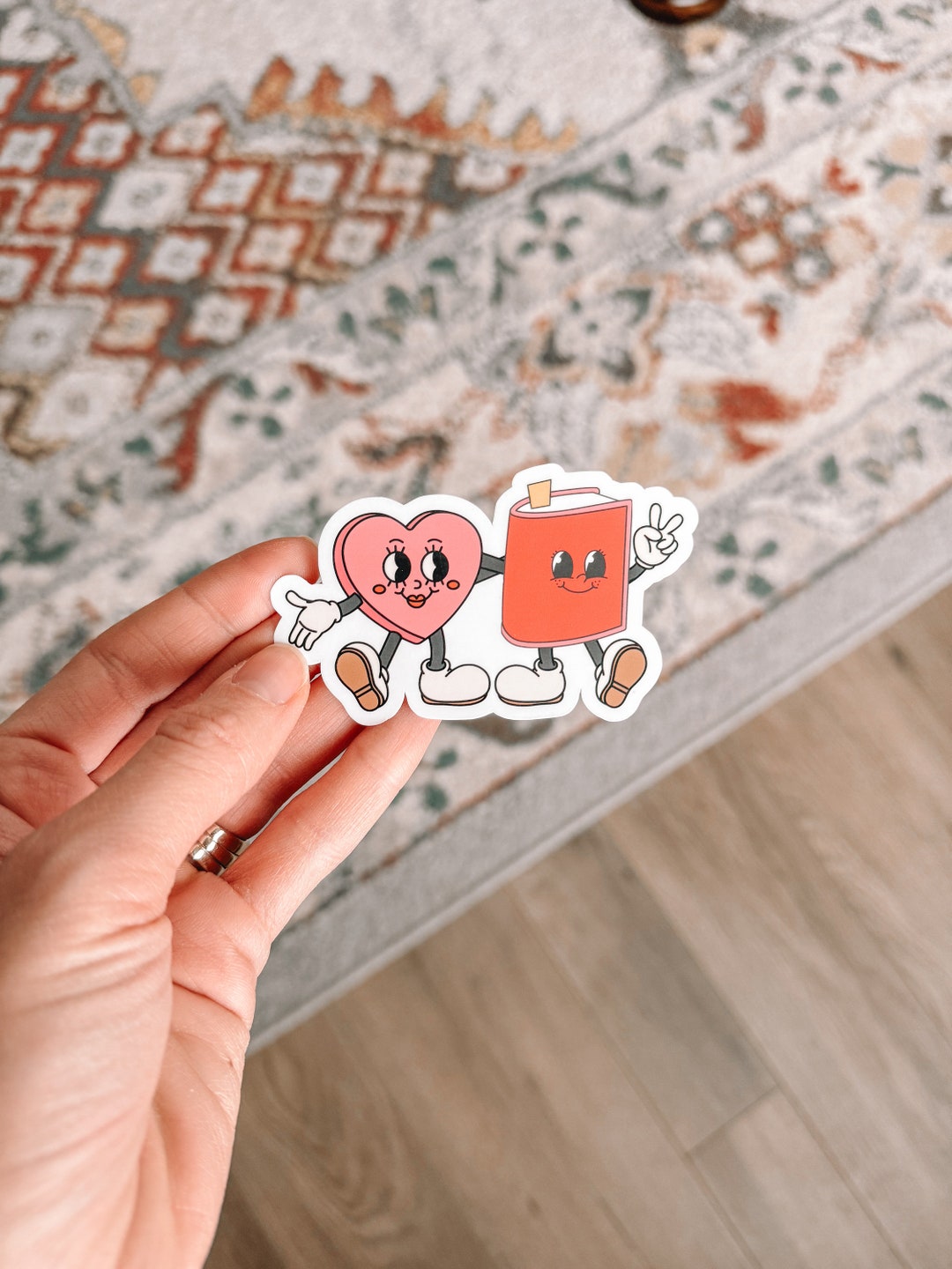 Retro Book Lover Valentine’s Day Sticker - Etsy