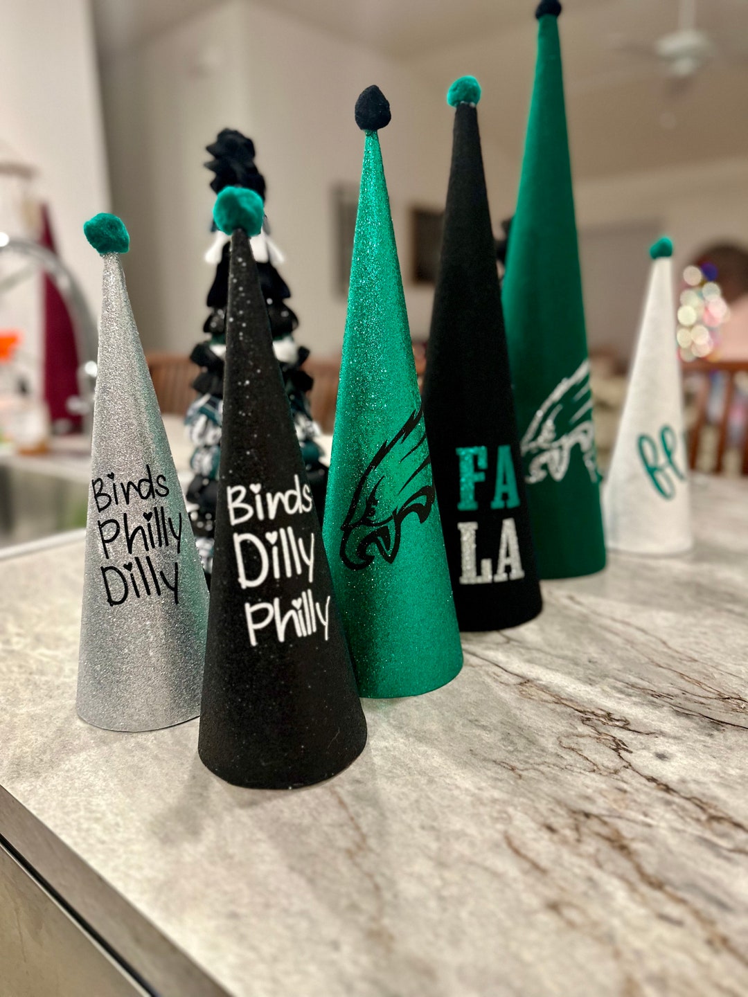 Philadelphia Eagles Inspired Christmas Holiday Decoration Tree Cone Set ...