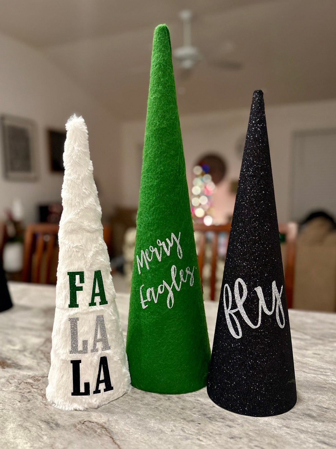 Philadelphia Eagles Inspired Christmas Holiday Decoration Tree Cone Set ...