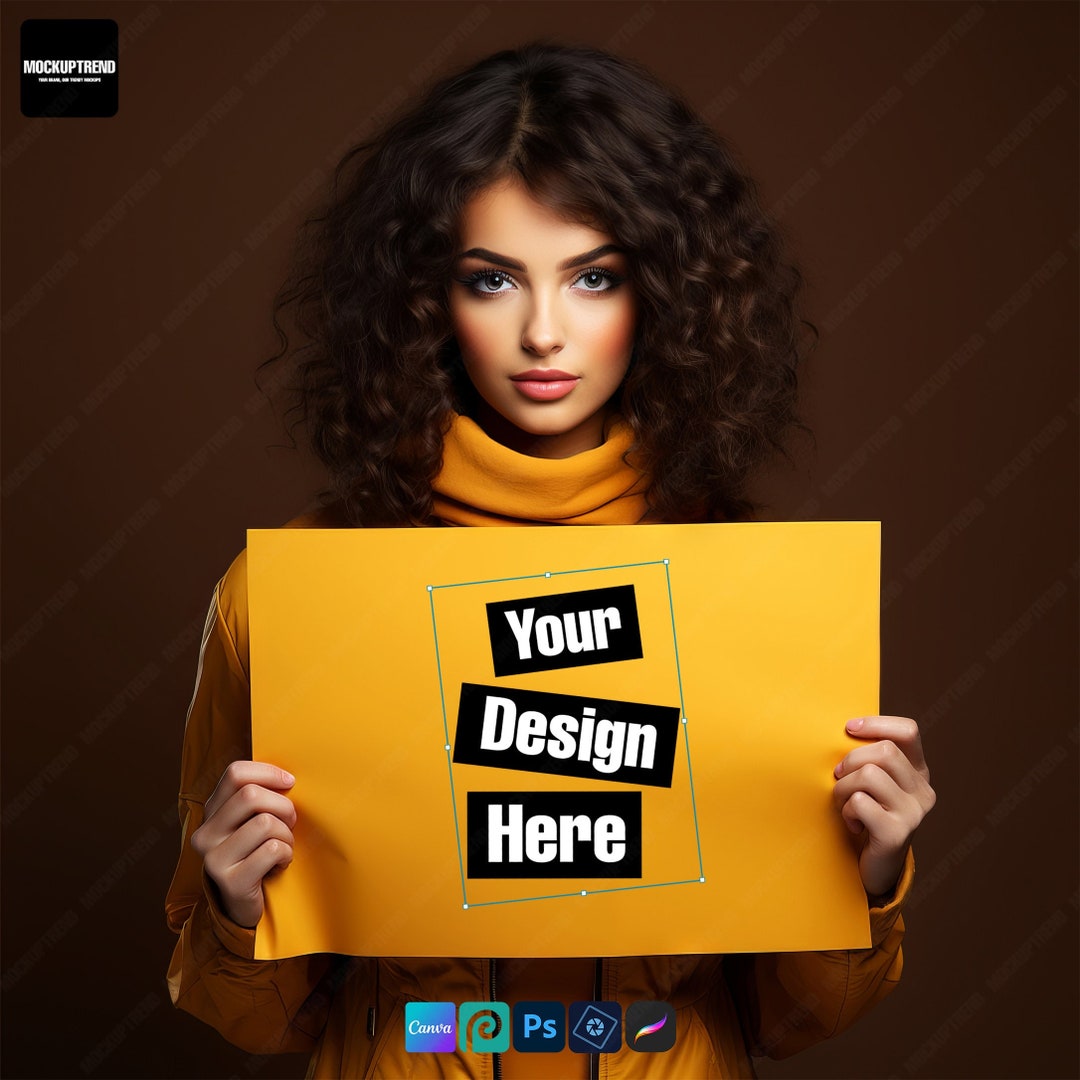 Poster Mockup Woman Banner Mockup Paper Placard Mockup - Etsy