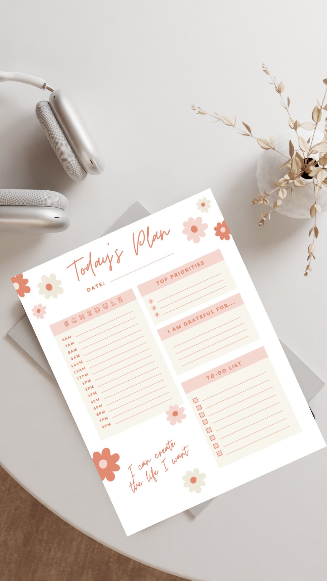 Pink Retro Flower Daily Planner - Etsy