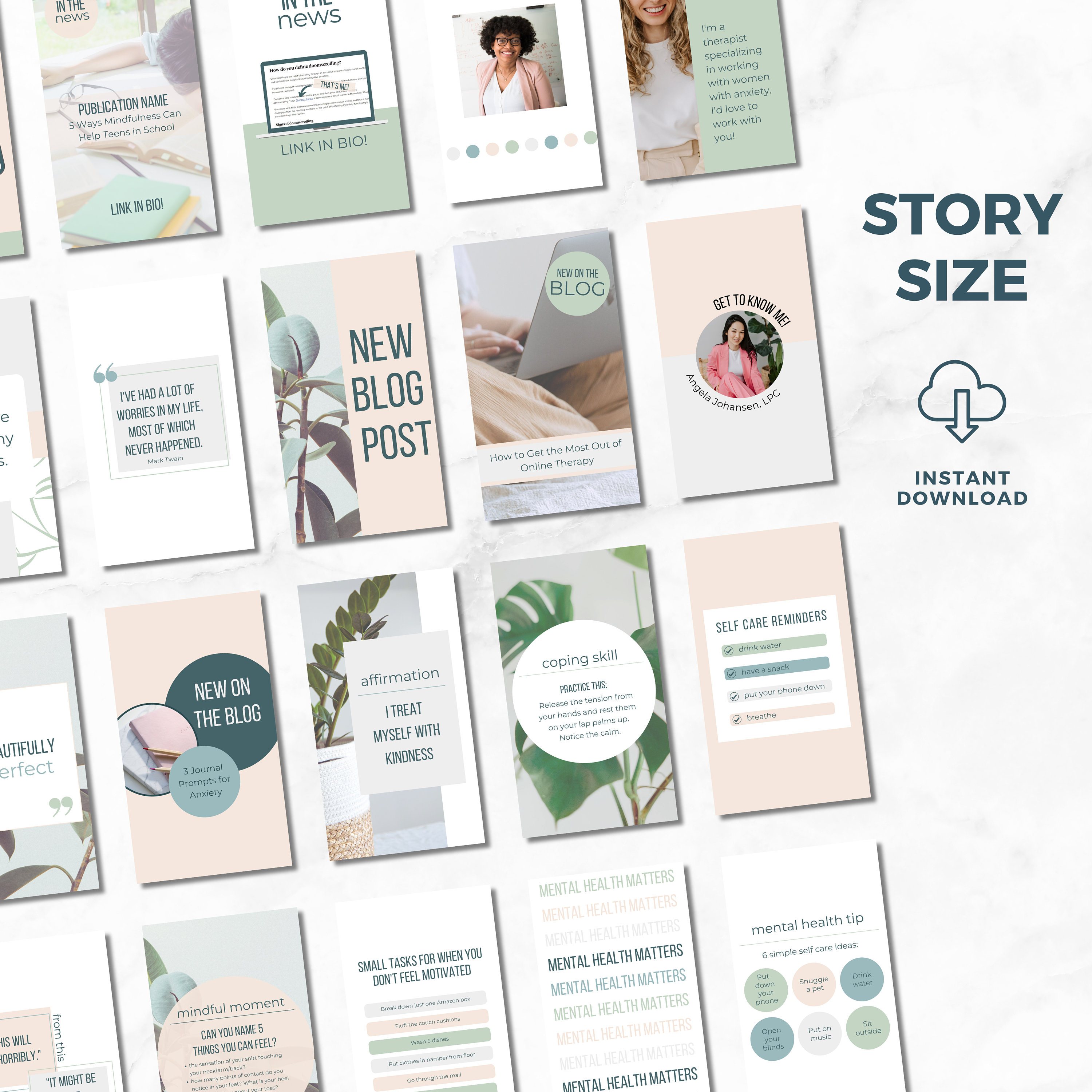 Instagram Templates for Therapists, Therapist Social Media Posts, Canva ...