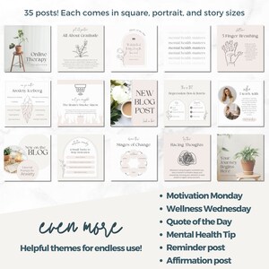 Therapist Instagram Templates Mental Health Templates Canva Templates ...