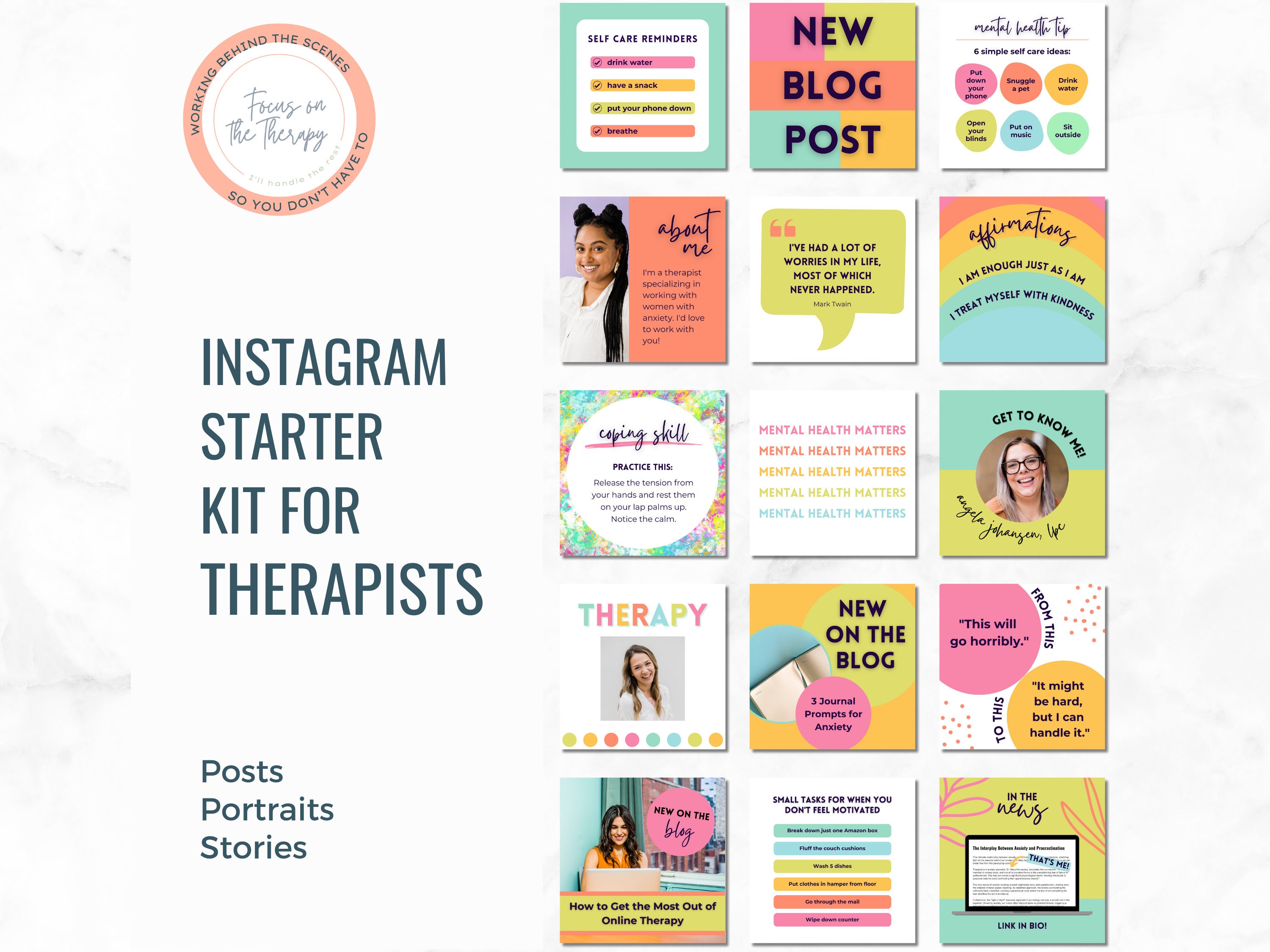 Therapist Instagram Templates, Mental Health Templates for Therapists ...