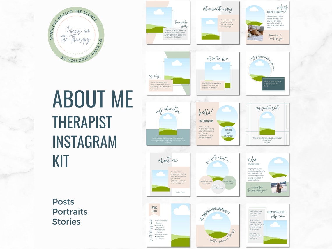 About Me Therapist Instagram Templates, Therapist Social Media Posts ...