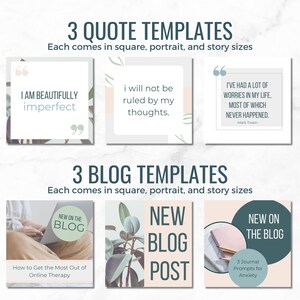 Instagram Templates for Therapists, Therapist Social Media Posts, Canva ...