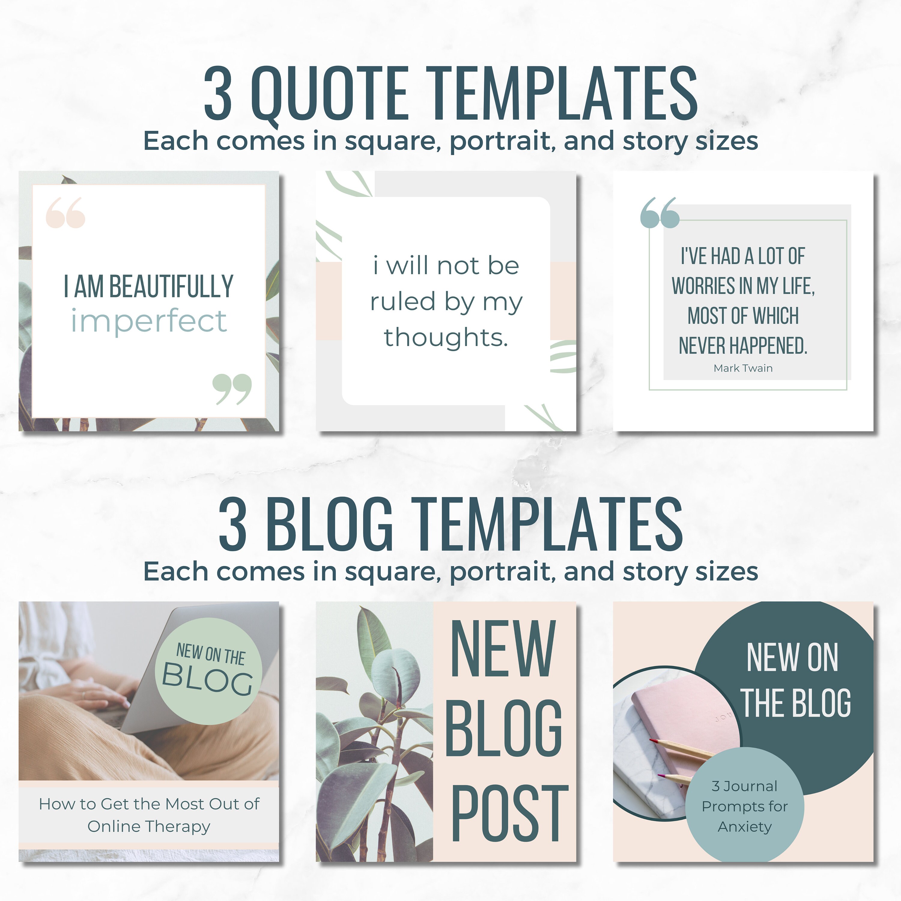 Instagram Templates for Therapists, Therapist Social Media Posts, Canva ...