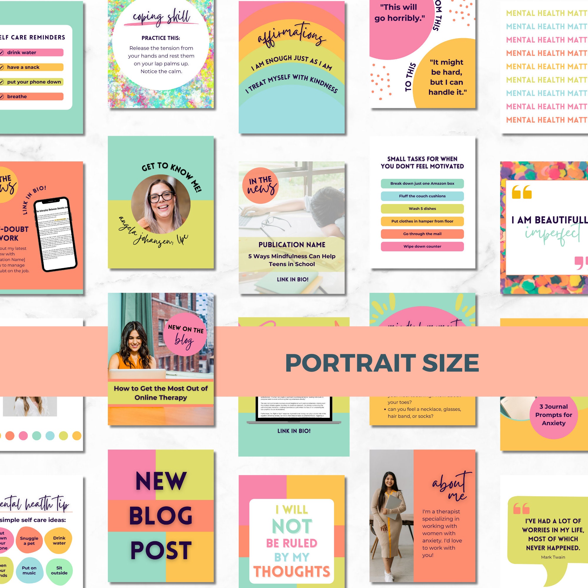 Therapist Instagram Templates, Mental Health Templates for Therapists ...