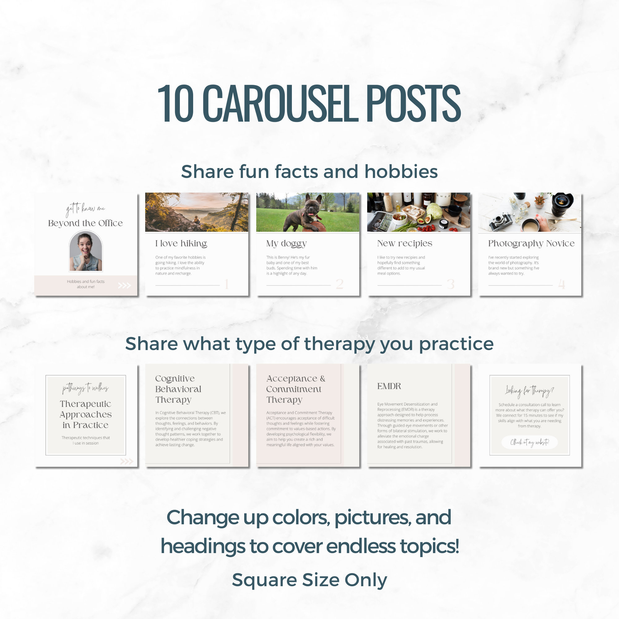 Carousel Therapist Instagram Templates | About Me Posts | Mental Health ...