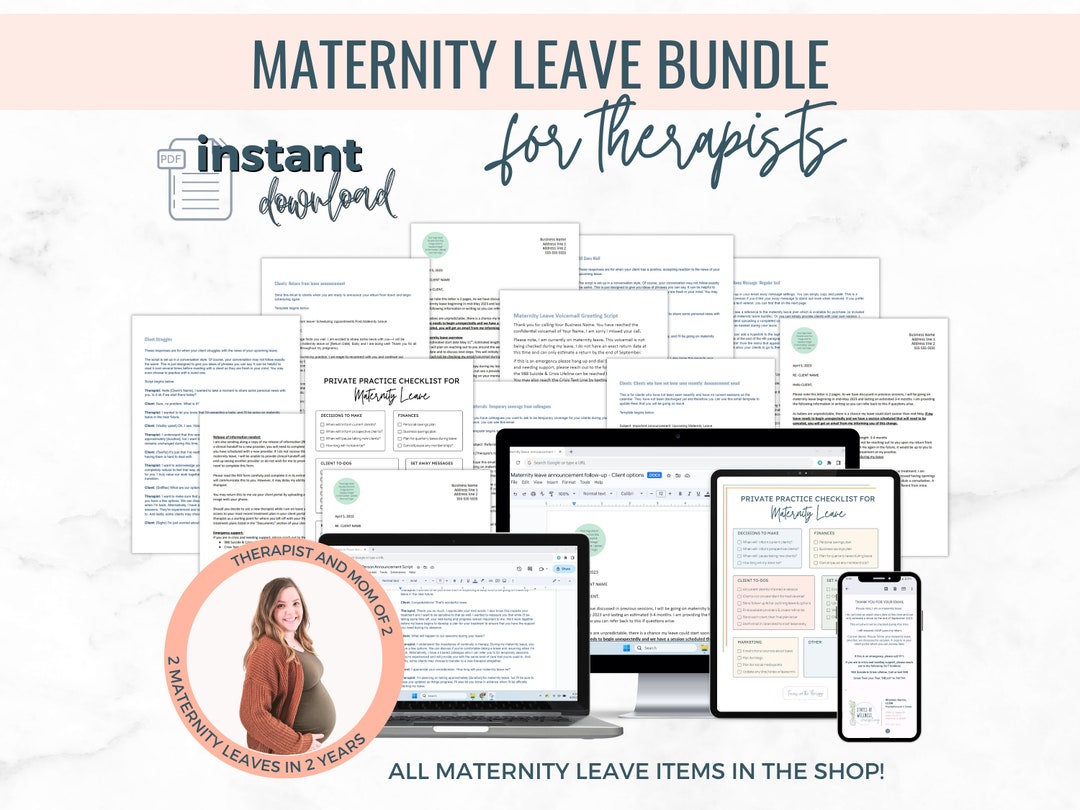 Maternity Leave Bundle for Therapists - Pregnancy Planning, Therapist ...