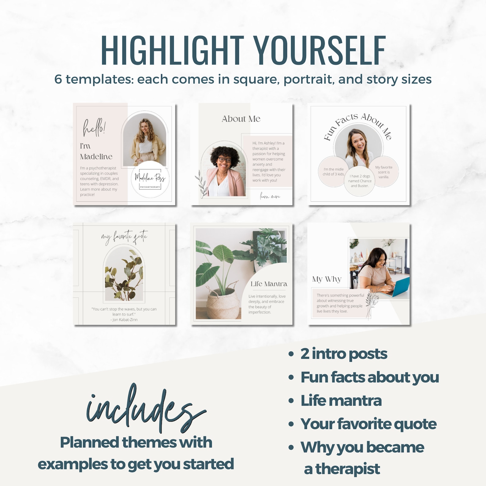 About Me Therapist Instagram Templates | Mental Health Templates ...