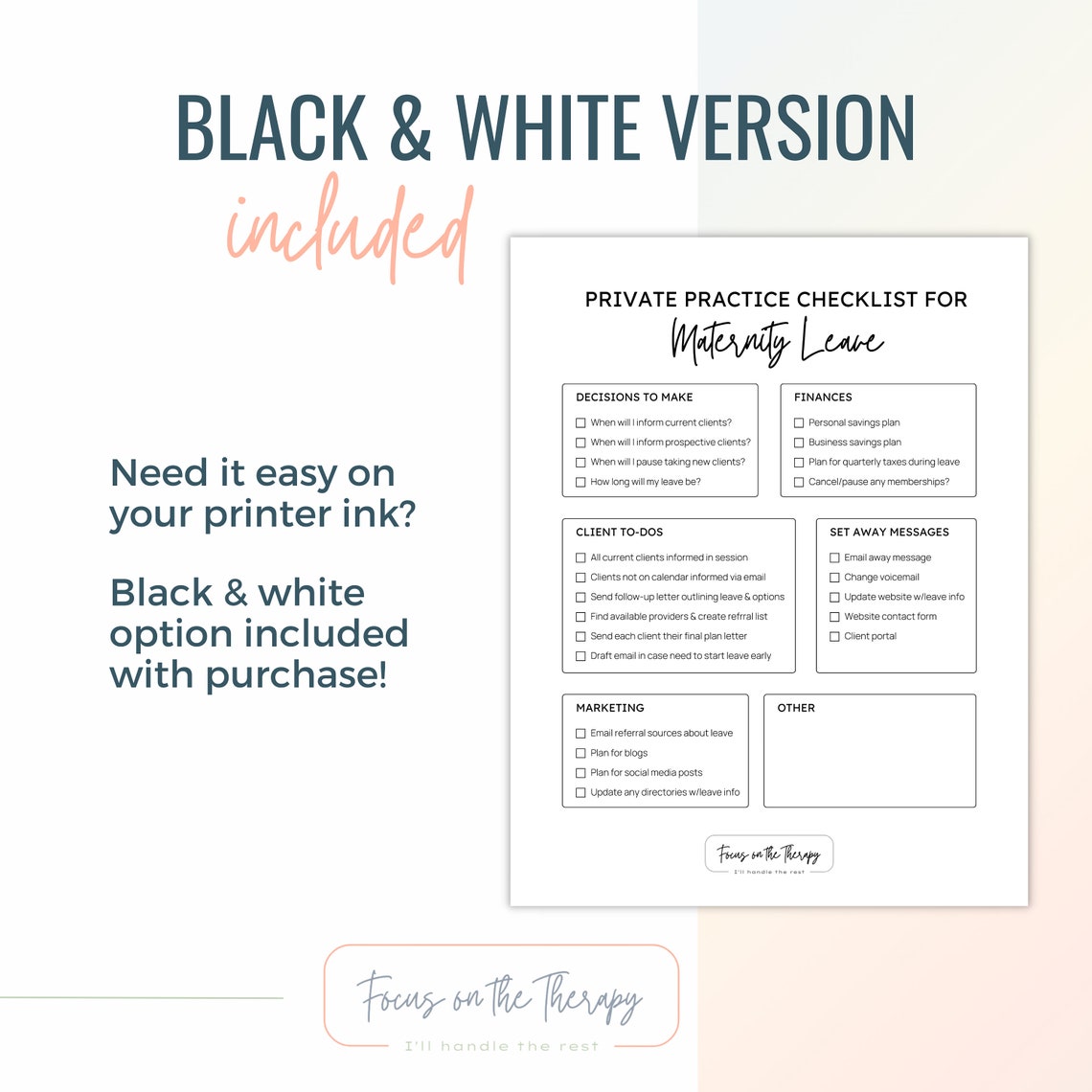 Maternity Leave Checklist for Private Practice Therapists, Maternity ...