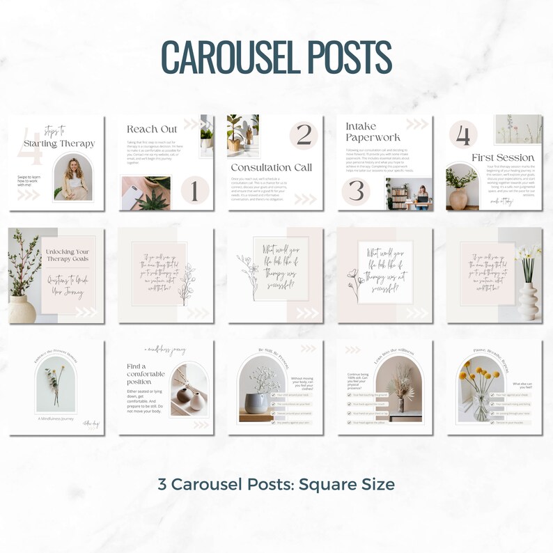 Therapist Instagram Templates Mental Health Templates Canva Templates ...