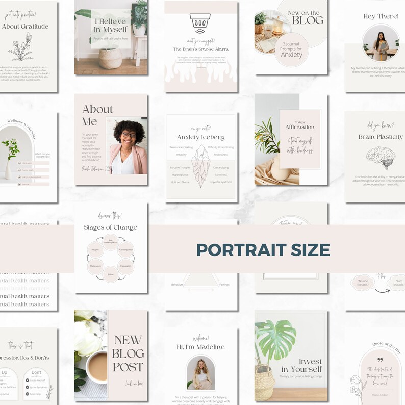 Therapist Instagram Templates Mental Health Templates Canva Templates ...