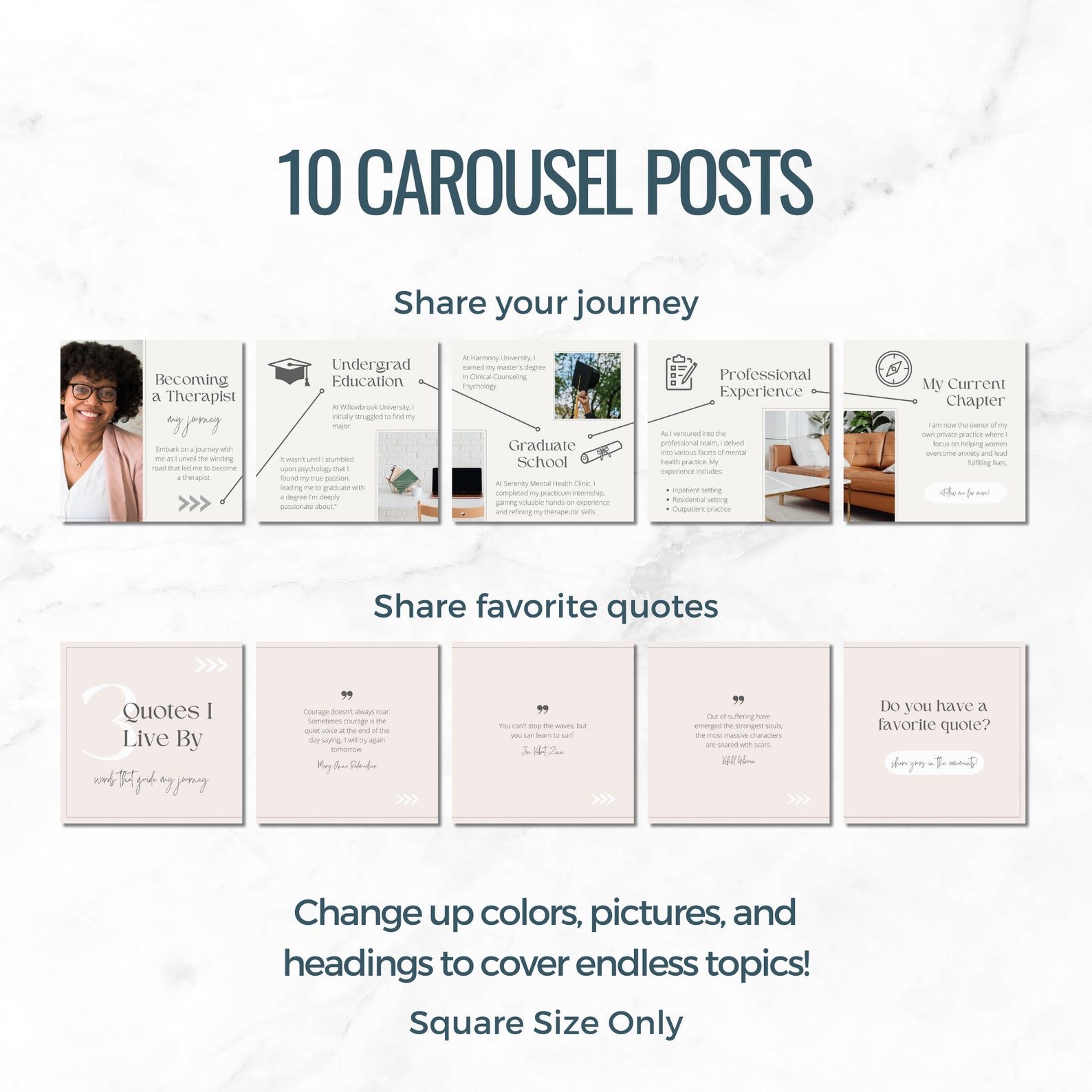 Carousel Therapist Instagram Templates | About Me Posts | Mental Health ...