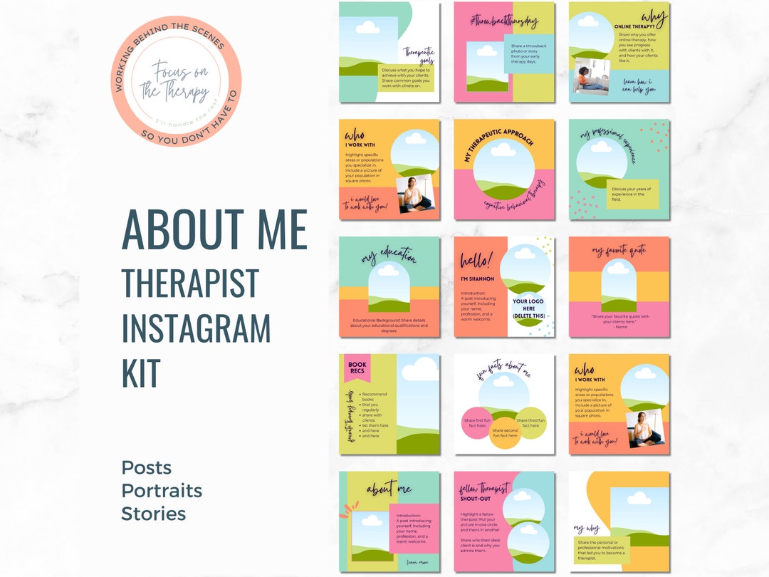 About Me Therapist Instagram Templates, Mental Health Templates ...