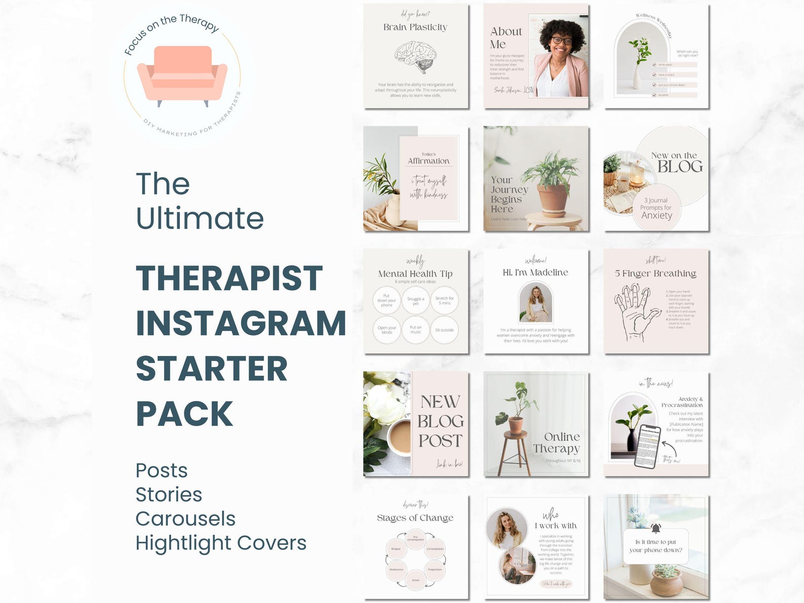 Therapist Instagram Templates | Mental Health Templates | Canva ...