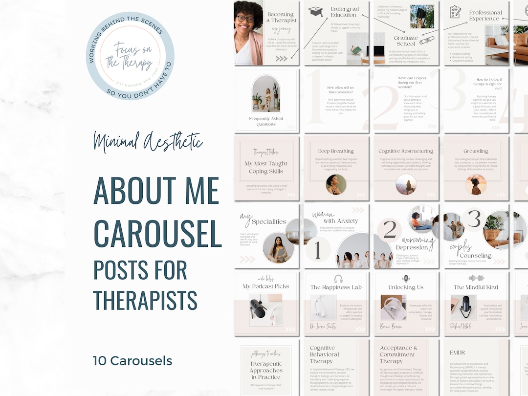 Carousel Therapist Instagram Templates | About Me Posts | Mental Health ...