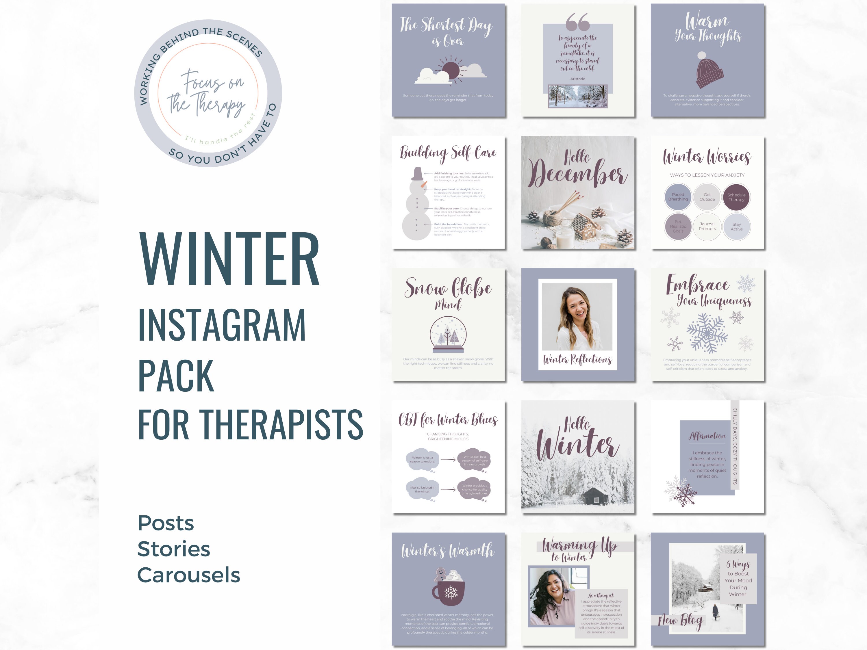Winter Instagram Templates Therapist Instagram Posts Winter Social Media Therapist Social Media