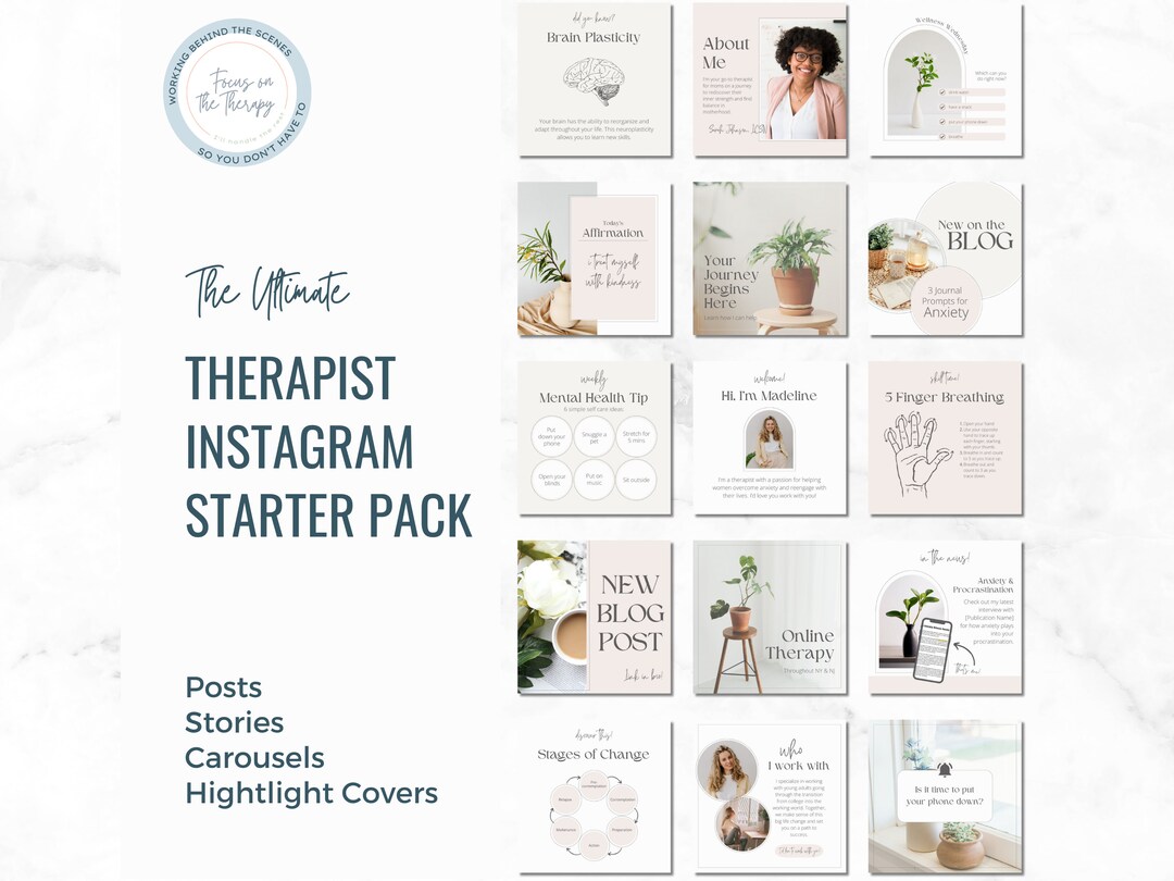 Therapist Instagram Templates Mental Health Templates Canva Templates ...