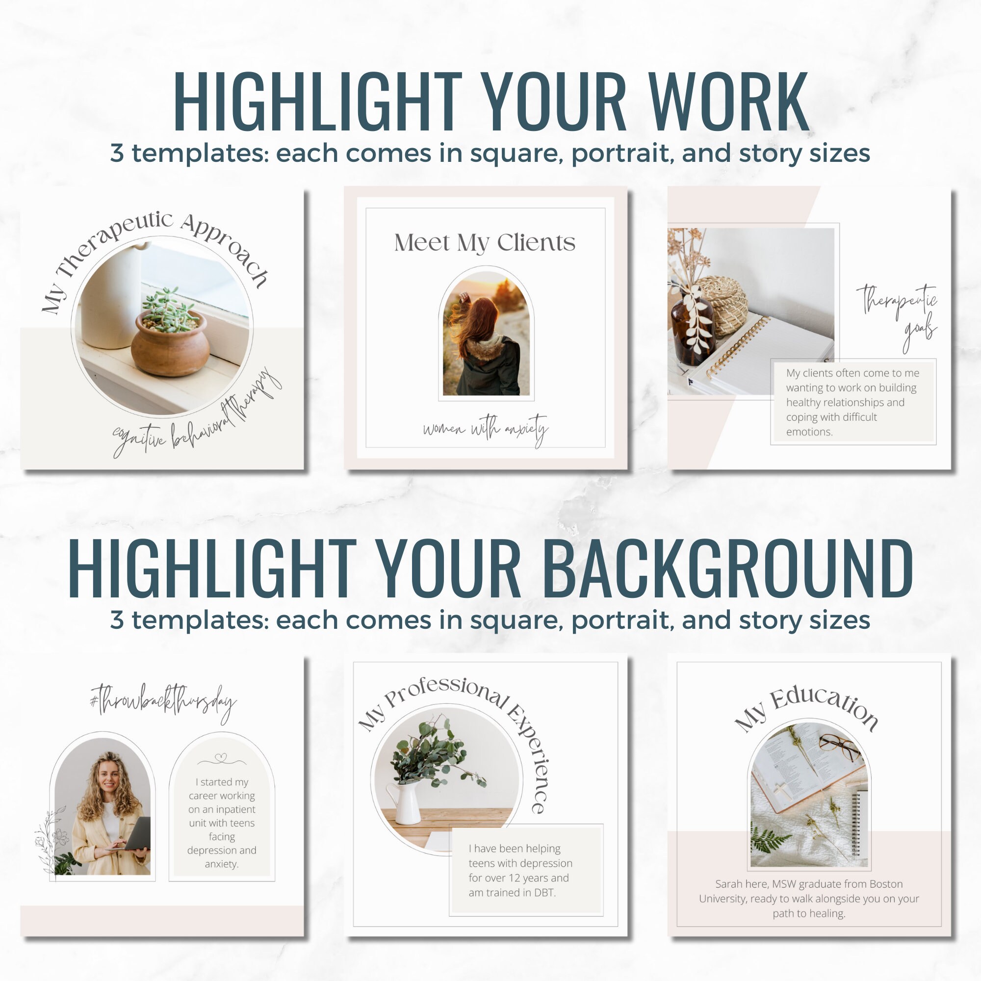 About Me Therapist Instagram Templates | Mental Health Templates ...