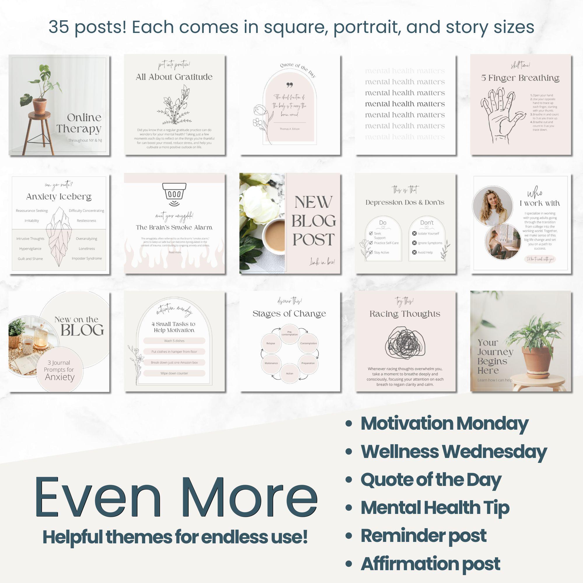 Therapist Instagram Templates | Mental Health Templates | Canva ...