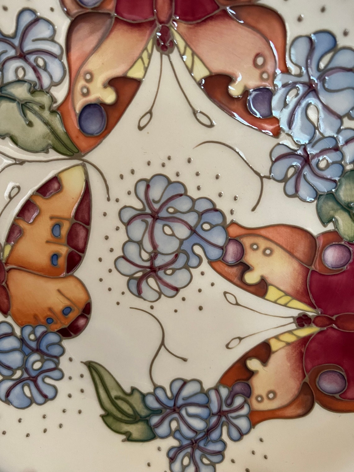 MOORCROFT PLATE BUTTERFLY. Modern Moorcroft Design 1990s. Very ...