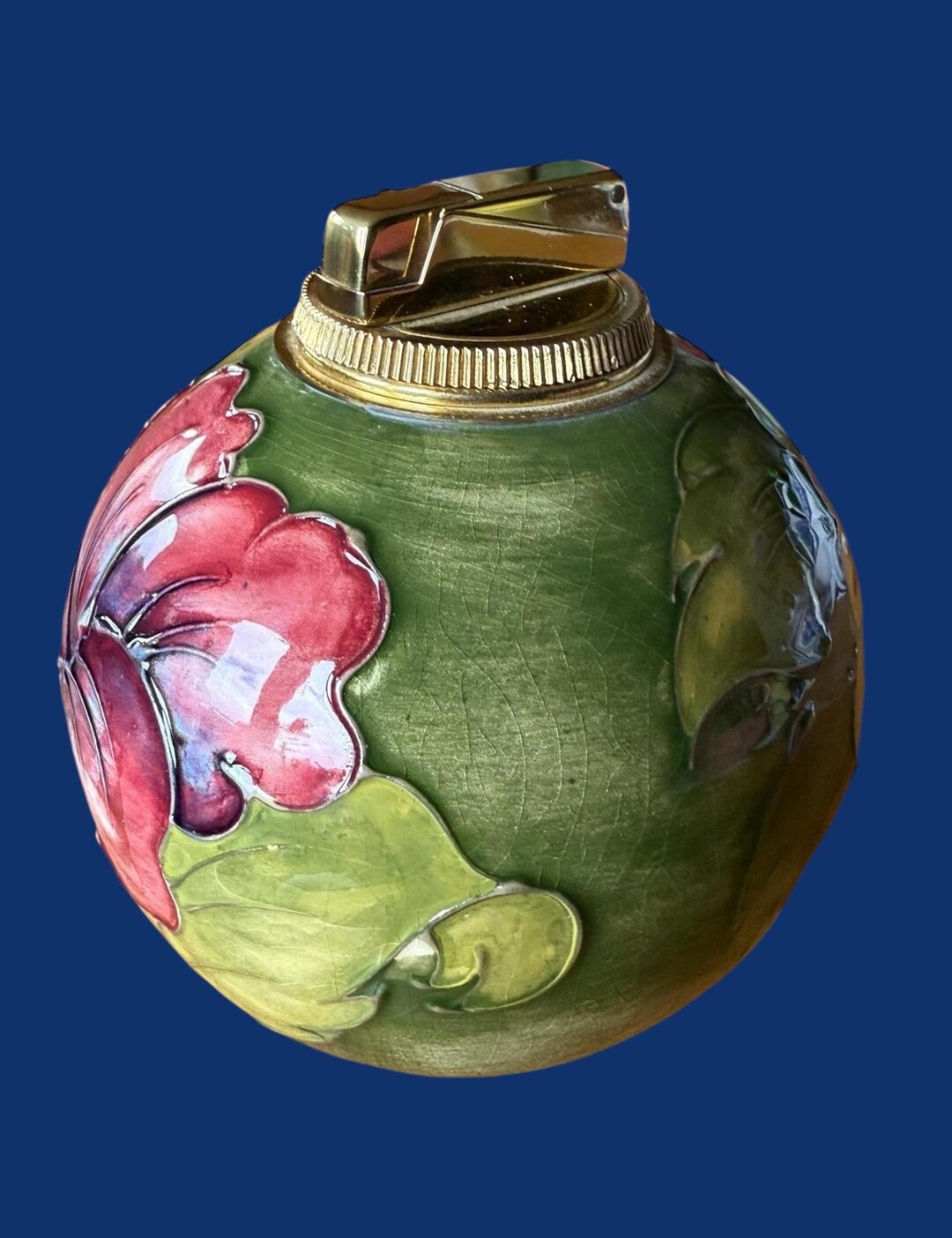 MOORCROFT HIBISCUS LIGHTER. Table Lighter. Walter Moorcroft Design ...