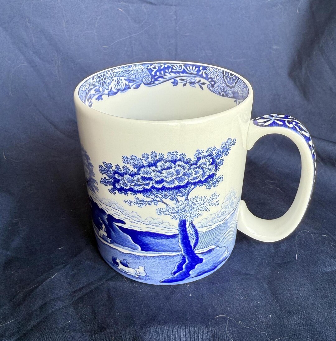 SPODE ITALIAN MUG 8cm. Italian Design From 19th Century. Blue and White ...