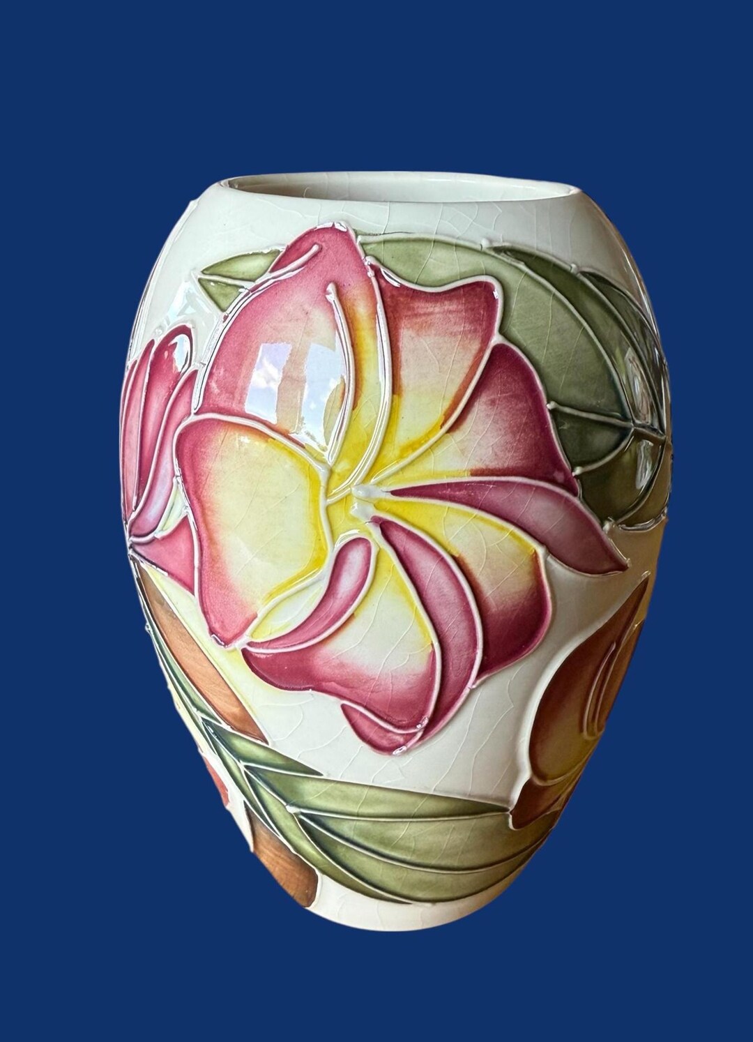 MOORCROFT FRANGIPANI VASE 13cm. Emma Bossons Design. Modern Moorcroft ...