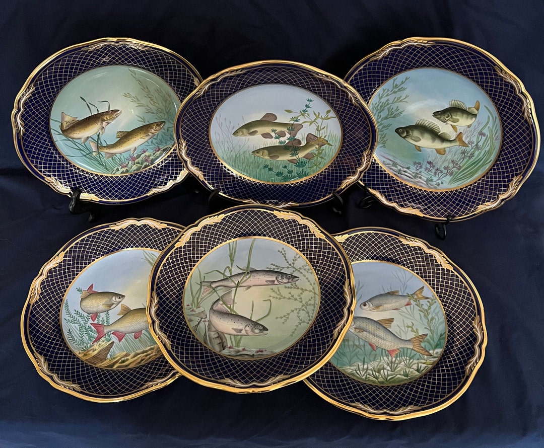 SPODE SPORTING FISH Collector Plates 23cm. 1990s Vintage. Full Set of 6 ...