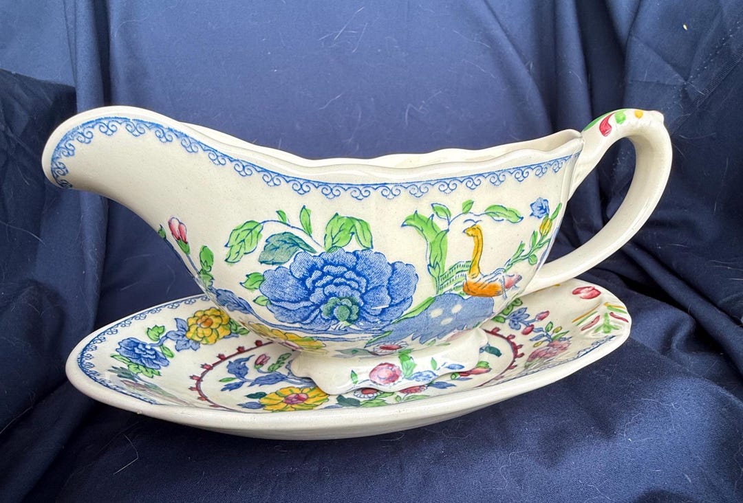 MASONS REGENCY SAUCE Boat & Stand. Classic Masons Pattern. Heritage ...