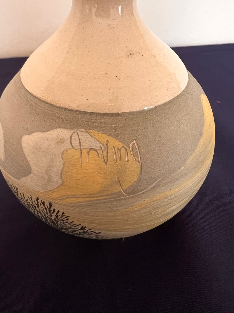 Boscastle Pottery Studios, Cornwall. Hand Painted Bud Vase, Part-glazed ...