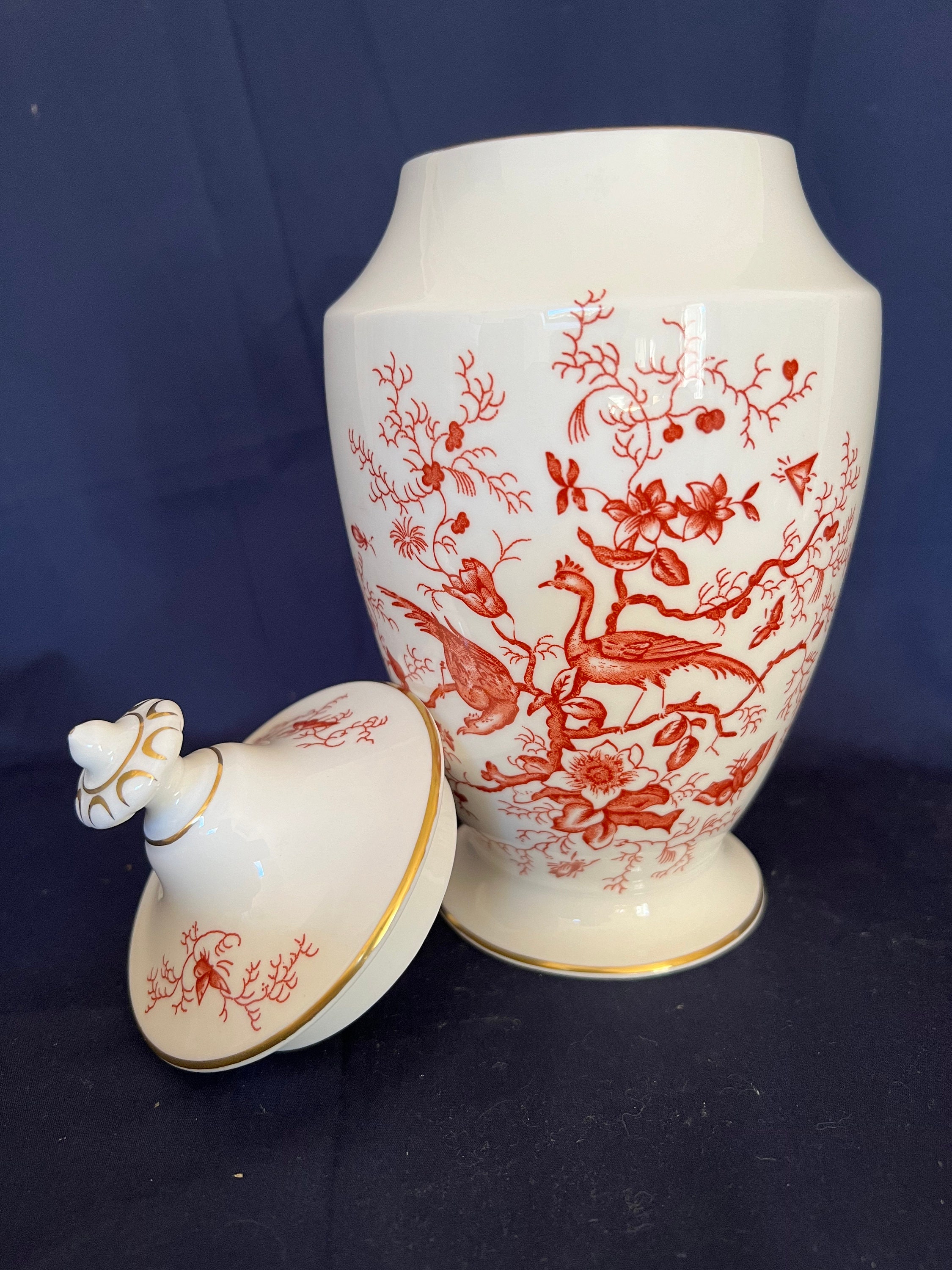 COALPORT LIDDED VASE. Bone China Vase With Cover. Oriental Design ...