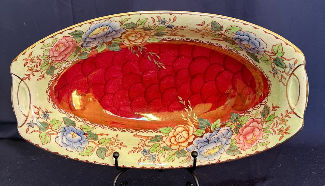 MALING PEONY ROSE Dish 6571. Lustre Ware. Very Collectible and Sought ...