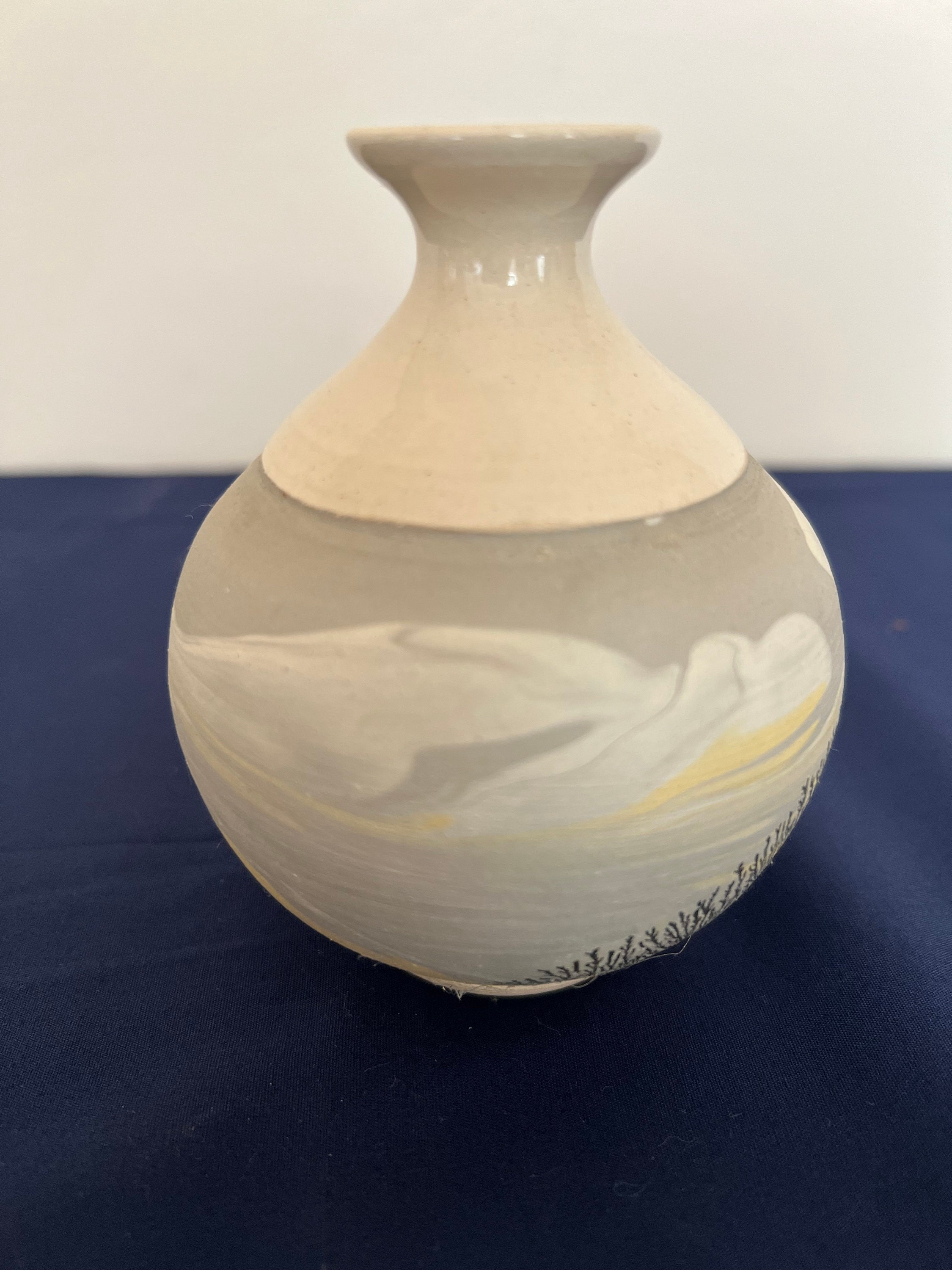Boscastle Pottery Studios, Cornwall. Hand Painted Bud Vase, Part-glazed ...