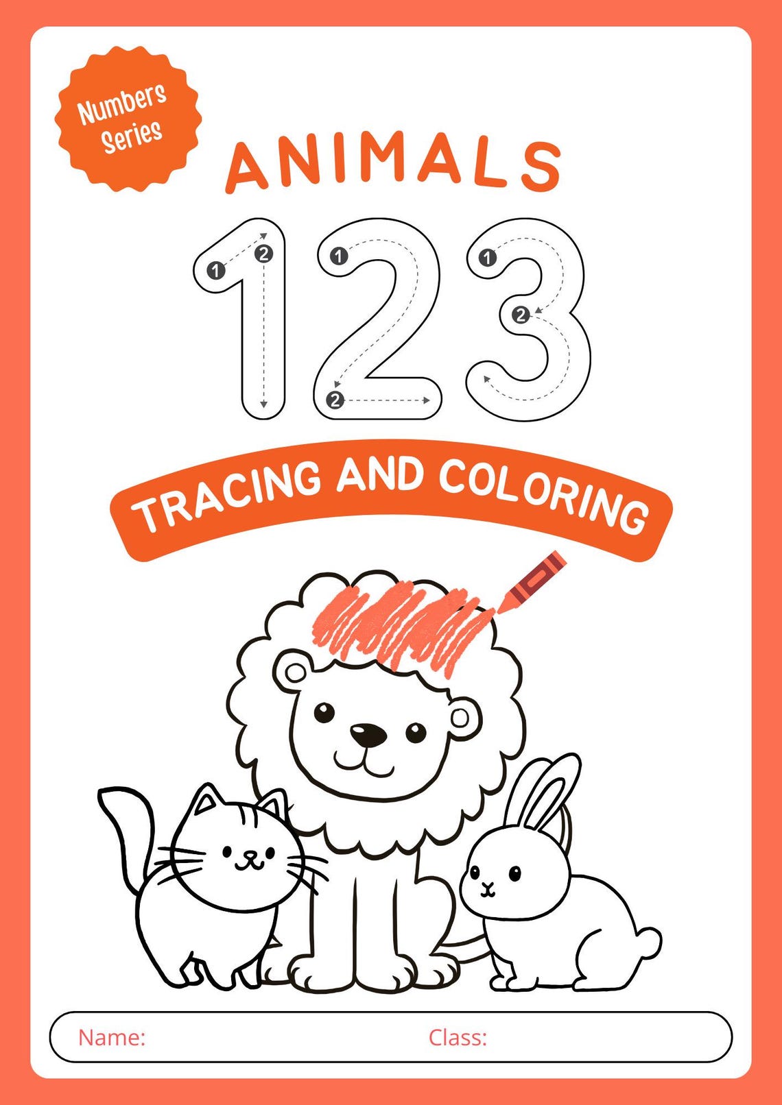 Animal Number Tracing Coloring Book: Preschool Learning (printable PDF ...