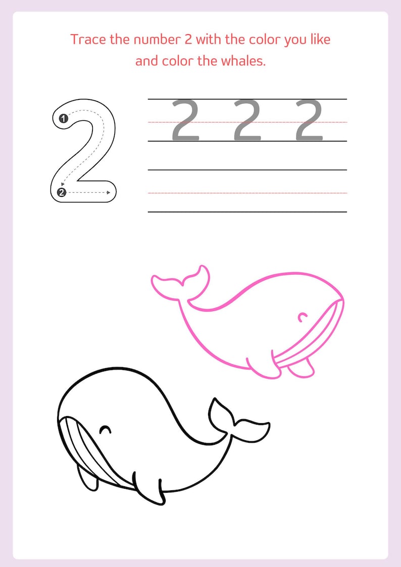 Animal Number Tracing Coloring Book: Preschool Learning (printable PDF ...