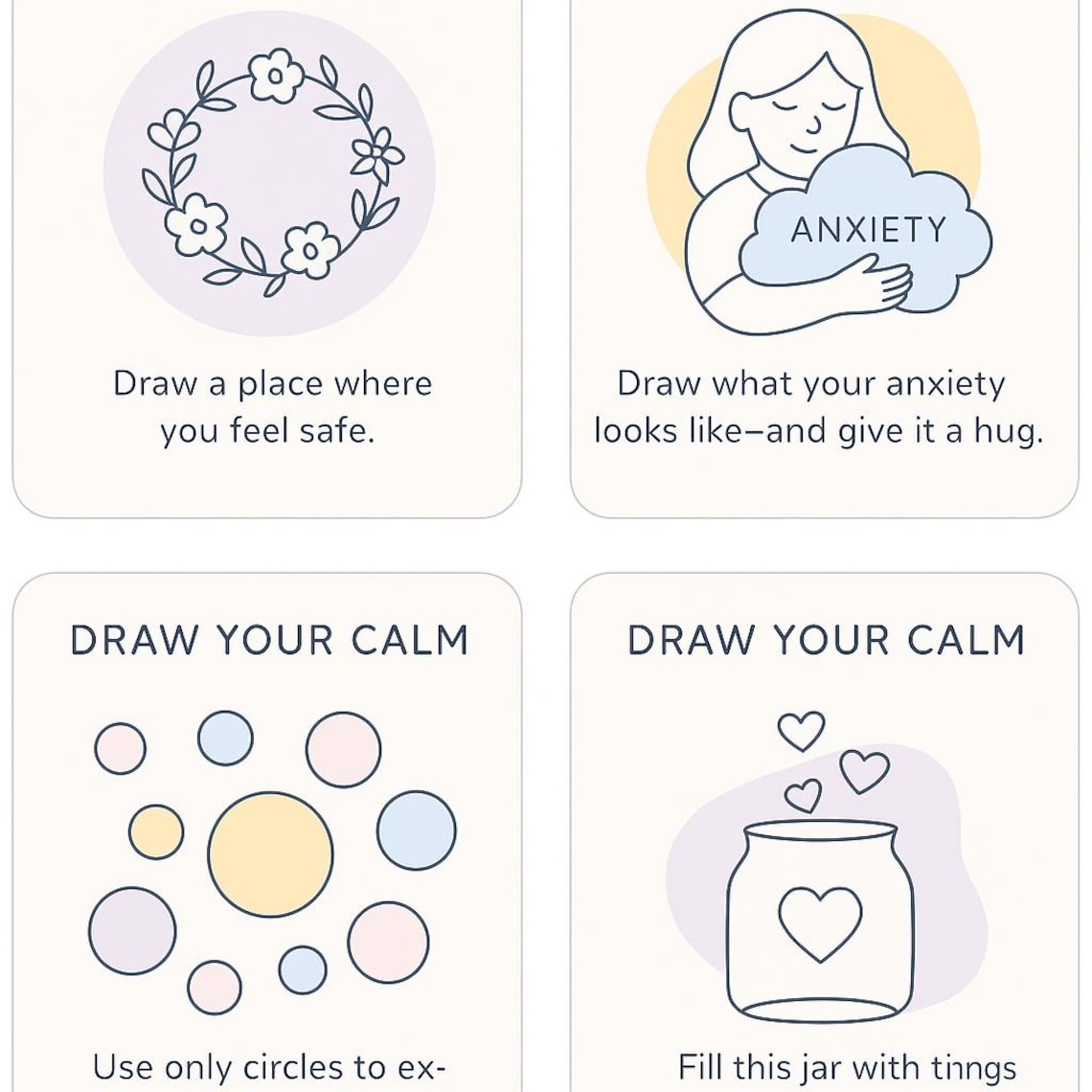 50 Scribble Prompt Cards for Mental Health – Mindful Drawing Activities ...