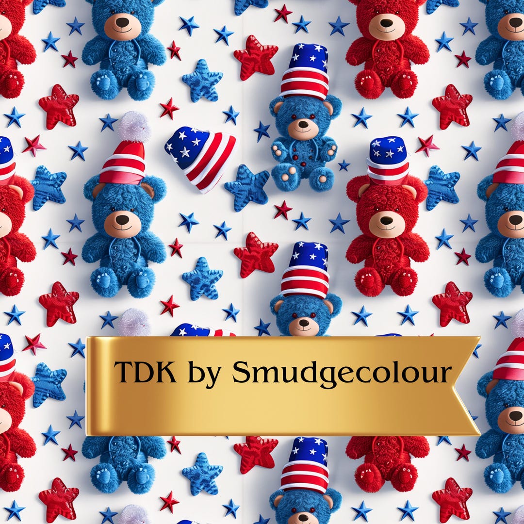 4th of July Teddy Bear Seamless Pattern: Patriotic Clipart (digital ...