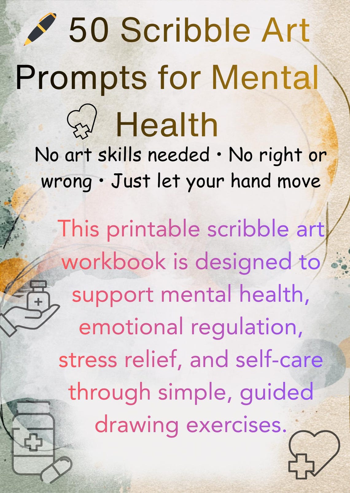 50 Scribble Art Prompts for Mental Health: Mindful Drawing (PDF ...