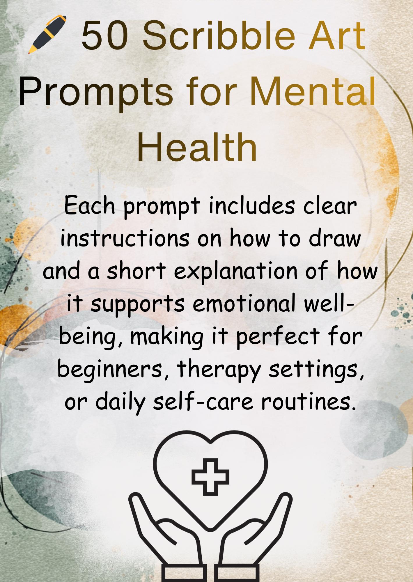 50 Scribble Art Prompts for Mental Health: Mindful Drawing (PDF ...